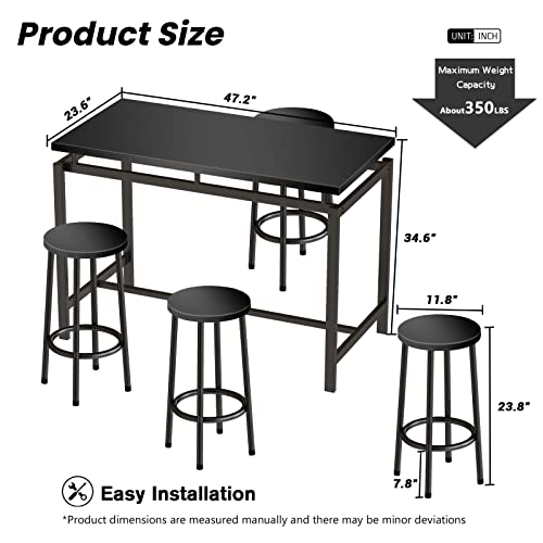 DKLGG Dining Table Set for 4/Bar Table Set, Kitchen Table with 4 Chairs for Living Room, Table and Chairs Dining Set 4 Piece Set for Bar, Pub, Apartment, Restaurant