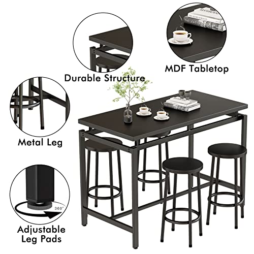 DKLGG Dining Table Set for 4/Bar Table Set, Kitchen Table with 4 Chairs for Living Room, Table and Chairs Dining Set 4 Piece Set for Bar, Pub, Apartment, Restaurant