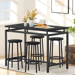 DKLGG Dining Table Set for 4/Bar Table Set, Kitchen Table with 4 Chairs for Living Room, Table and Chairs Dining Set 4 Piece Set for Bar, Pub, Apartment, Restaurant