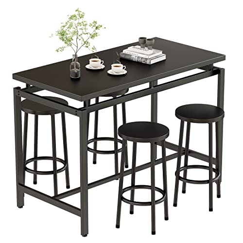 DKLGG Dining Table Set for 4/Bar Table Set, Kitchen Table with 4 Chairs for Living Room, Table and Chairs Dining Set 4 Piece Set for Bar, Pub, Apartment, Restaurant