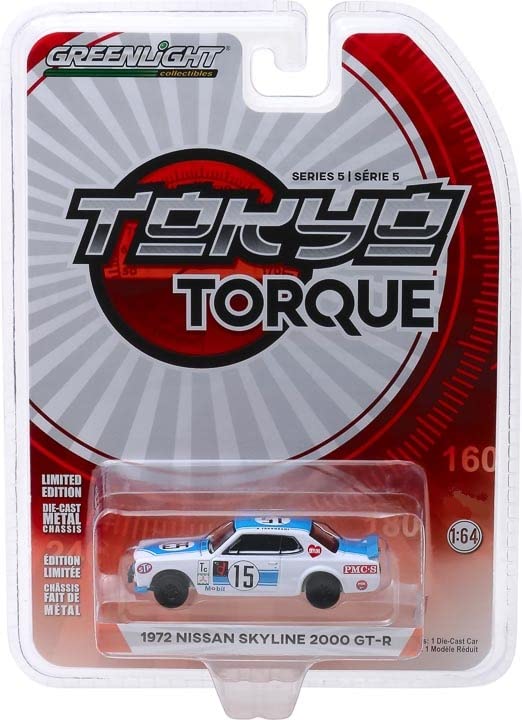 Greenlight 47030-C Tokyo Torque Series 5 - 1972 Skyline 2000 GT-R - #15 K. Takahashi 1972 Fuji 300km Speed Race 1/64 Scale