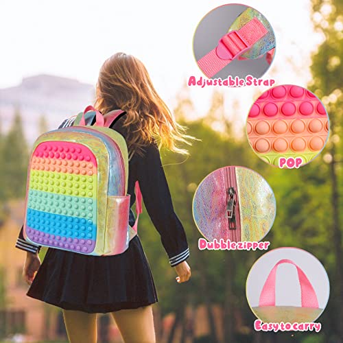 JoyLEME Large Pop Backpack for Girl Classic School Backpack Kids Backpacks, Elementary School Bookbag, Cute Lightweight Preschool Backpack Back to School Gifts for Girls