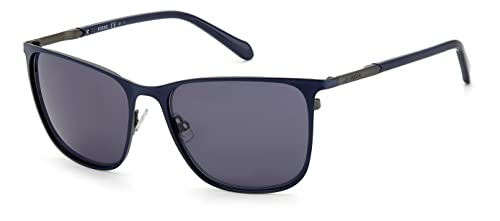 Fossil Men's Male Sunglasses Style FOS 3128/G/S Rectangular, Matte Blue/Gray, 57mm, 17mm