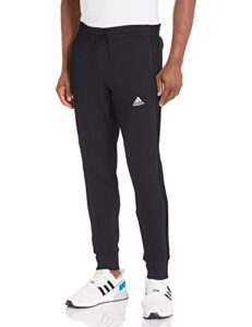 adidas men's essentials french terry cuffed 3-stripes pants, black, medium