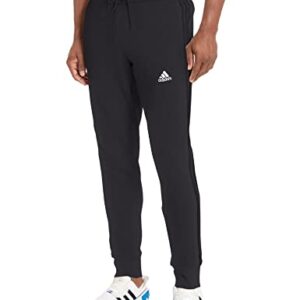 adidas Men's Essentials French Terry Cuffed 3-Stripes Pants, Black, Medium