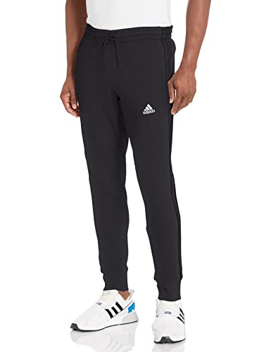 adidas Men's Essentials French Terry Cuffed 3-Stripes Pants, Black, Medium