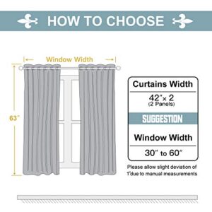 ChrisDowa 100% Blackout Curtains for Bedroom with Black Liner, 2 Thick Layers Total Blackout Thermal Insulated Grommet Window Curtains 63 Inch Length 2 Panels Set (Light Grey, 42 x 63 Inch)