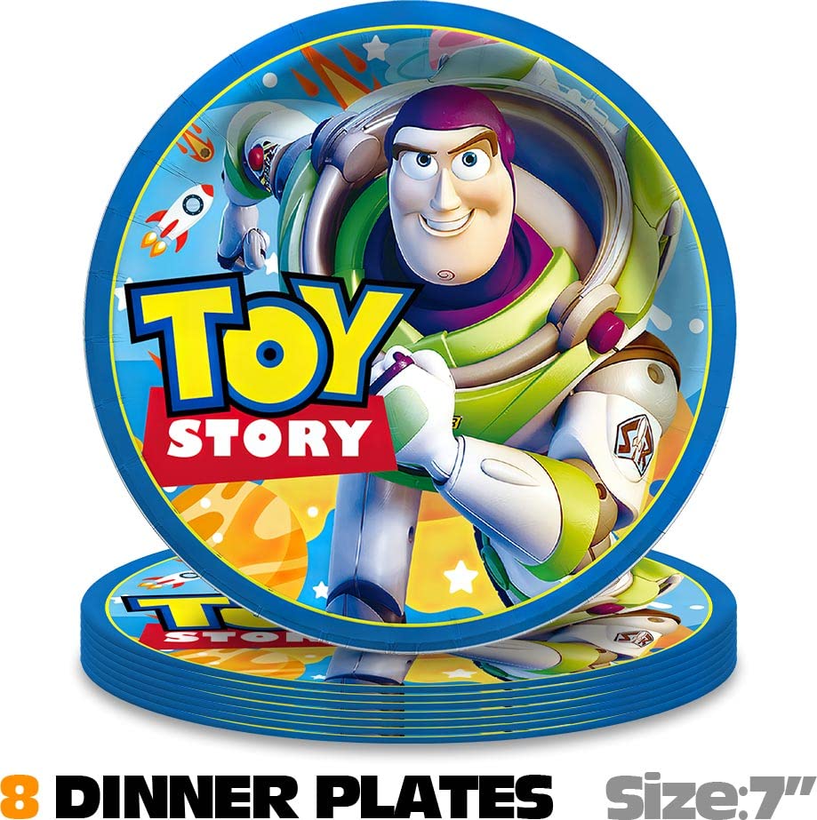 FNTOO Buzz Lightyear Party Supplies Plates Favors Decorations Backdrop Decor Banner Birthday Cake Topper, N02660