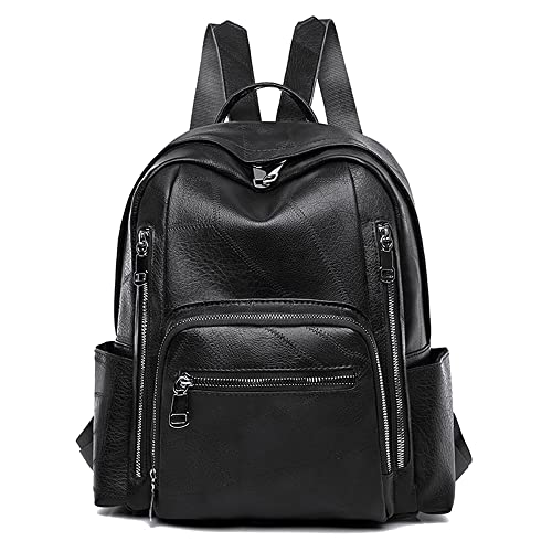 XIA WEI SI Women's Backpack Purses Multipurpose Vintage Handbag Shoulder Bag PU Leather Fashion Travel bag (Black)