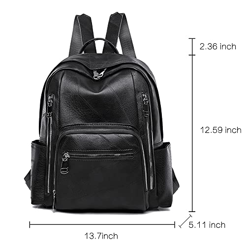 XIA WEI SI Women's Backpack Purses Multipurpose Vintage Handbag Shoulder Bag PU Leather Fashion Travel bag (Black)