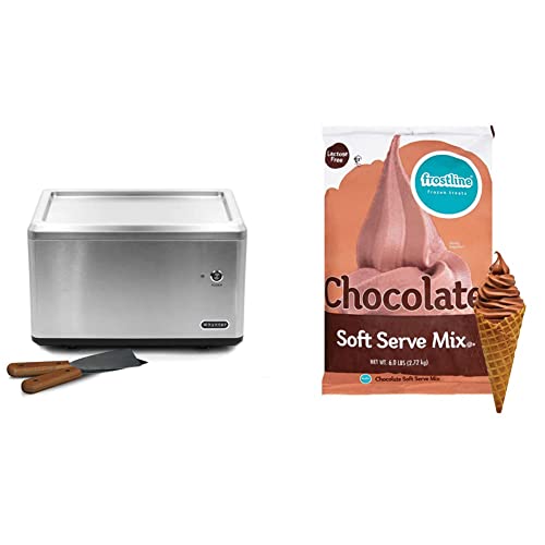 Whynter ICR-300SS 0.5-Quart Stainless Steel Rolled Ice Cream Maker with Compressor & Frostline Chocolate Soft Serve Mix, 6 Pound Bag (Pack of 1)