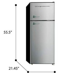 Frigidaire EFR751, 2 Door Apartment Size Refrigerator with Freezer, 7.2 cu ft, Platinum Series, Stainless Steel, 7.5 & Toshiba EM925A5A-SS Microwave Oven, 0.9 Cu. ft/900W, Stainless Steel