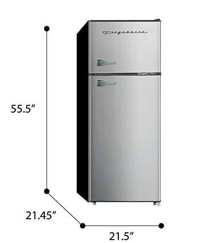 Frigidaire EFR751, 2 Door Apartment Size Refrigerator with Freezer, 7.2 cu ft, Platinum Series, Stainless Steel, 7.5 & Toshiba EM925A5A-SS Microwave Oven, 0.9 Cu. ft/900W, Stainless Steel