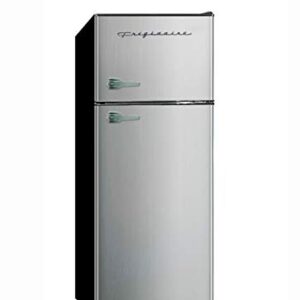 Frigidaire EFR751, 2 Door Apartment Size Refrigerator with Freezer, 7.2 cu ft, Platinum Series, Stainless Steel, 7.5 & Toshiba EM925A5A-SS Microwave Oven, 0.9 Cu. ft/900W, Stainless Steel