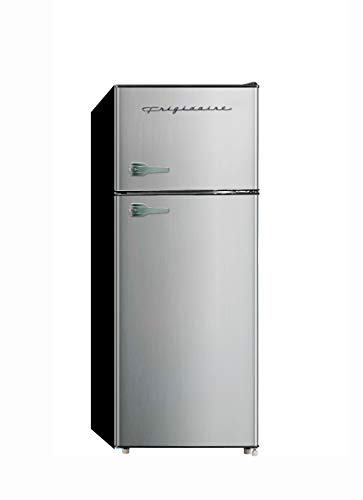 Frigidaire EFR751, 2 Door Apartment Size Refrigerator with Freezer, 7.2 cu ft, Platinum Series, Stainless Steel, 7.5 & Toshiba EM925A5A-SS Microwave Oven, 0.9 Cu. ft/900W, Stainless Steel