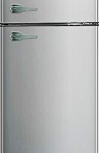 Frigidaire EFR751, 2 Door Apartment Size Refrigerator with Freezer, 7.2 cu ft, Platinum Series, Stainless Steel, 7.5 & Toshiba EM925A5A-SS Microwave Oven, 0.9 Cu. ft/900W, Stainless Steel