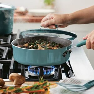 Rachael Ray Cook + Create Nonstick Sauté Pan with Lid, 3 Quart, Agave Blue