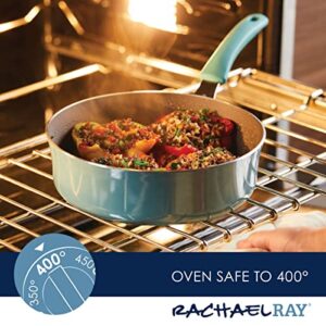 Rachael Ray Cook + Create Nonstick Sauté Pan with Lid, 3 Quart, Agave Blue