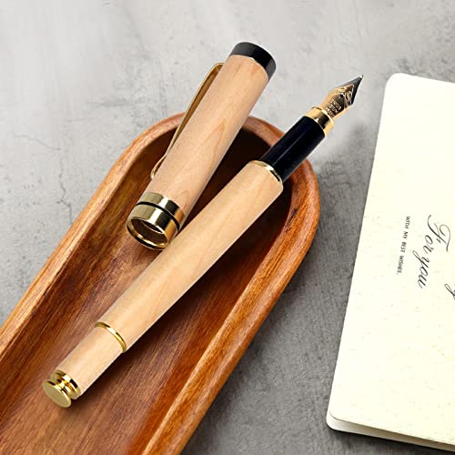 Ayiaren Best Wood Fountain Pen with 8 Ink and Gift Box, Wooden Ink Pen Fancy Vintage Fountain Pen Writing Nib Pen Calligraphy Pens Fountain Pen