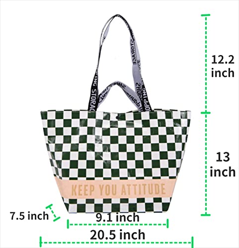 AMEIP Reusable Grocery Bags Foldable, 4 Pack Heavy Duty Large Shopping Cart Totes Portable Waterproof Bag Maximum 50 lbs with Reinforced Bottom & Handles for Cloth Toy Kitchen Picnic (Plaid)