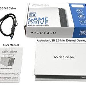 Avolusion Mini Pro-5X 2TB USB 3.0 Portable External Gaming Hard Drive - White (for PS5, Pre-Formatted) - 2 Year Warranty