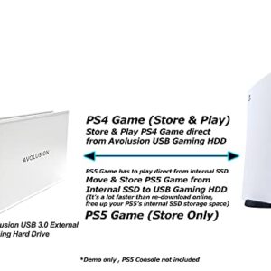 Avolusion Mini Pro-5X 2TB USB 3.0 Portable External Gaming Hard Drive - White (for PS5, Pre-Formatted) - 2 Year Warranty