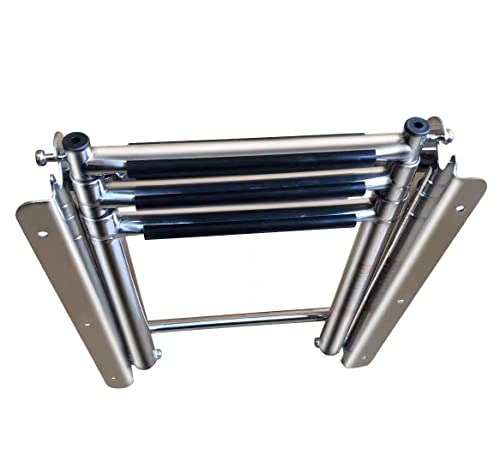 Mojiate Stainless Steel 3 Step Telescoping Folding Boat Boarding Ladder with Press-Type Spring ，for Boat Yacht Swimming Pool，Rated to 400 Pounds