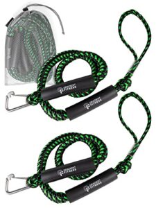 gradient fitness bungee dock line (4' - 2 pack) | marine rope boat dock lines make docking & boarding easy for jetski, kayak, pontoon. boat accessories stretch 4'-5.5'. mooring boat rope absorbs shock