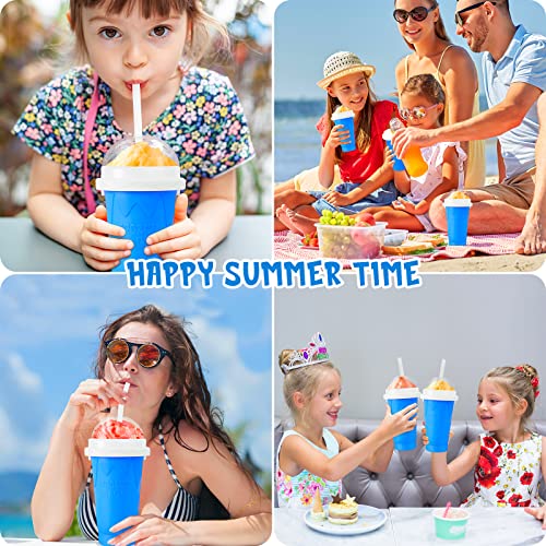 Slushy Cup Slushie Cup, Slushy Maker Cup, Quick Frozen Magic Squeeze Cup, Double Layer Slush Cup Squeeze, Homemade Summer DIY Milk Shake Ice Cream Maker, Cool Stuff Birthday Gifts for Kids (Blue)