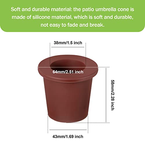 Outus 2 Pieces Patio Table Umbrella Hole Ring Umbrella Cone Wedge Plug Umbrella Stabilizer Sleeve for 2 to 2.5 Inch Patio Table Hole and 1.5 Inch Pool Umbrella Adapter(Brown)