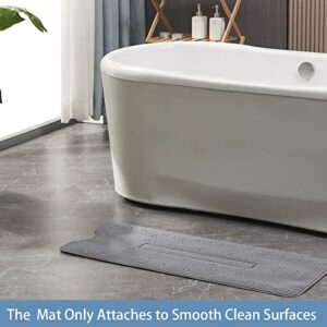 Webos Bathtub Mat Non Slip: Soft Safety Foam Bath Mat for Tub Suitable for Elderly and Kids Extra Long 40x16Inch with Drain Holes and Suction Cups Massage Tub & Shower Mat for Bathroom (Dark Grey)