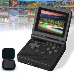 v90 handheld game console 3 inch retro clamshell games consoles built-in rechargeable battery portable style hand held game video consoles system with case black 16gb