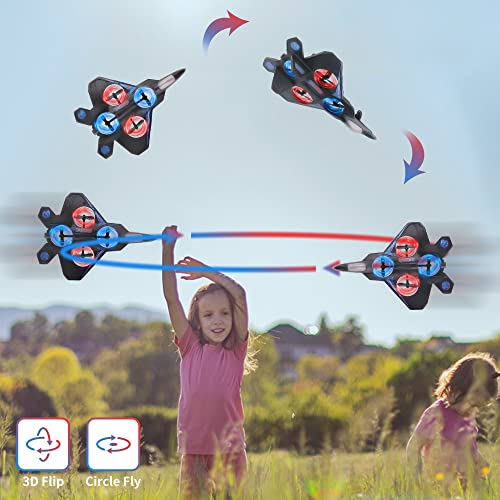 F.U.Fitrota Stunt Remote Control Plane Drone for Kids, Hobby RTF RC Airplanes Toys for Boys, F22 Raptor Fighter RC Jet Plane Toy