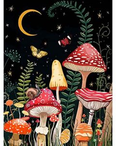 offito mushroom diy paint by number for adults beginner, paint by numbers for kids, oil painting acrylic paint set, easy to color and odorless on canvas, home wall decor gift 16x20 inch