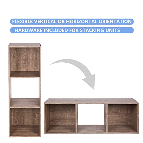 PACHIRA E-Commerce US 3-Tier Open Storage Shelf, Modern Cubby Organizer or Bookcase Cabinet for Living Room Bedroom Office Dorm Room Kids Room, Rustic Brown Oak