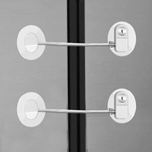 2 pcs refrigerator lock, fridge locks for kids, cabinet locks with keys, mini fridge locks for kids, used in refrigerator door, cabinets, drawers, toilet seat (white rotundity-2 pack)