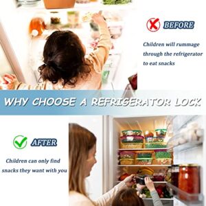 2 Pcs Refrigerator Lock, Fridge Locks for Kids, Cabinet Locks with Keys, Mini Fridge Locks for Kids, Used in Refrigerator Door, Cabinets, Drawers, Toilet Seat (White Rotundity-2 Pack)