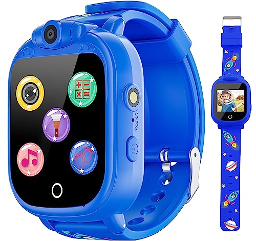 PROGRACE Kids Watch for Boys - IPS Touch Screen Smart Watch for Kids Toddler Toys Watch with 90° Rotatable Camera Music Pedometer Alarm Clock Calculator Flashlight Birthday Gifts for 4-12 Years Old