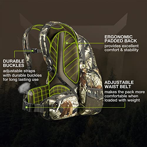 TIDEWE Hunting Backpack, Waterproof Camo Hunting Pack with Rain Cover, Durable Large Capacity Hunting Day Pack for Rifle Bow Gun (Next Camo G2)