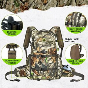 TIDEWE Hunting Backpack, Waterproof Camo Hunting Pack with Rain Cover, Durable Large Capacity Hunting Day Pack for Rifle Bow Gun (Next Camo G2)