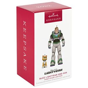 Hallmark Keepsake Christmas Ornament 2022, Disney/Pixar Lightyear Buzz Lightyear and Sox, Set of 2