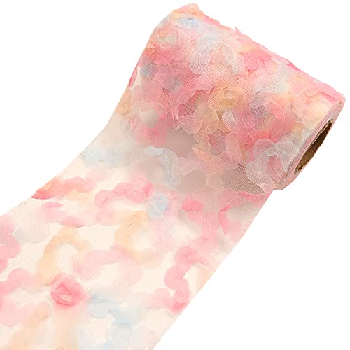 Yuanchuan Rainbow Rose Tulle Rolls 4.7 inch x 10 Yards (30 feet) Pink for Table Runner Chair Sash Bow Pet Tutu Skirt Sewing Crafting Fabric Wedding Unicorn Party Birthday Gift Ribbon (Gradient Pink)