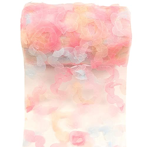 Yuanchuan Rainbow Rose Tulle Rolls 4.7 inch x 10 Yards (30 feet) Pink for Table Runner Chair Sash Bow Pet Tutu Skirt Sewing Crafting Fabric Wedding Unicorn Party Birthday Gift Ribbon (Gradient Pink)