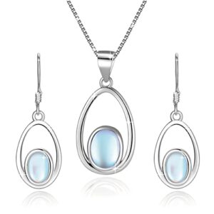 yzsfmzge moonstone 925 sterling silver earring and necklace jewelry set for women moonstone jewelry sets for women girls gifts