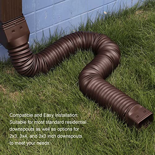 Plusgutter Brown 2-Pack Rain Gutter Downspout Extensions Flexible, Drain Downspout Extender,Down Spout Drain Extender, Gutter Connector Rainwater Drainage,Extendable from 21 to 68 Inches.