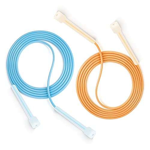 M STURDY LIFE 2-Pack Light Weight Speed Jump Ropes for Kids, Easy to use and Adjustable Skipping Rope, PVC Tangle-Free Workout Jump Ropes Crossfit Equipment for Athletes, Men, Women and Teenagers (Blue/Orange)