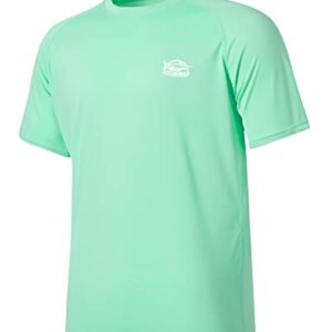 Willit Men's UPF 50+ Sun Protection Shirt Rashguard Swim Shirt Short Sleeve SPF Quick Dry Fishing Shirt Light Green 2XL