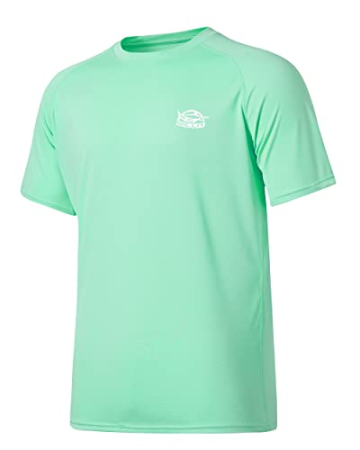 Willit Men's UPF 50+ Sun Protection Shirt Rashguard Swim Shirt Short Sleeve SPF Quick Dry Fishing Shirt Light Green 2XL