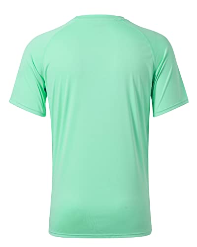 Willit Men's UPF 50+ Sun Protection Shirt Rashguard Swim Shirt Short Sleeve SPF Quick Dry Fishing Shirt Light Green 2XL