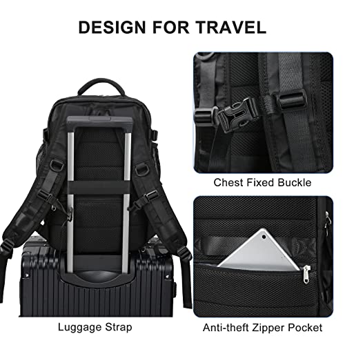 Large Travel Backpack Women, Carry On Backpack,Hiking Backpack Waterproof Outdoor Sports Rucksack Casual Daypack Fit 14 Inch Laptop with USB Charging Port Shoes Compartment